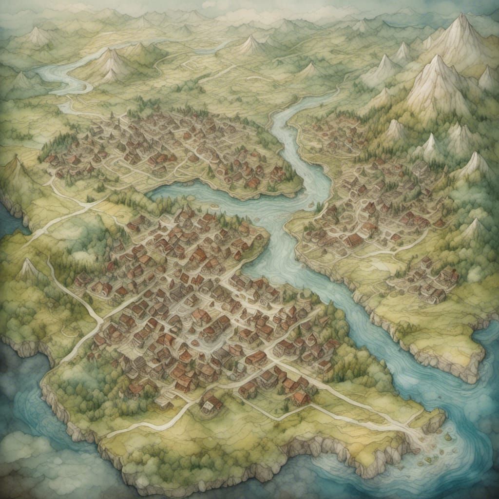 lora:Topography:1.0> map of a small town with 5 buildings in the forest ...