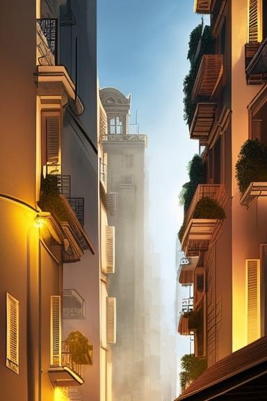 Imaginary Mediterranean city. - AI Generated Artwork - NightCafe Creator