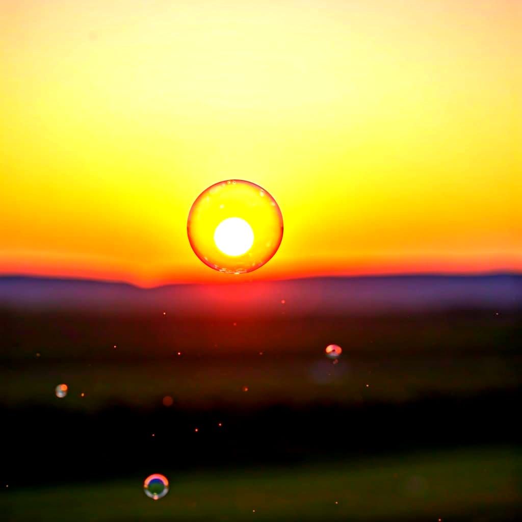 bubbles at sunrise - Golden Sunrise Bubbles in Vibrant Color...