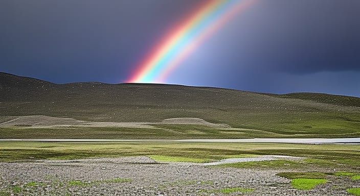 Rainbow reflections on a darky night - AI Generated Artwork - NightCafe Creator