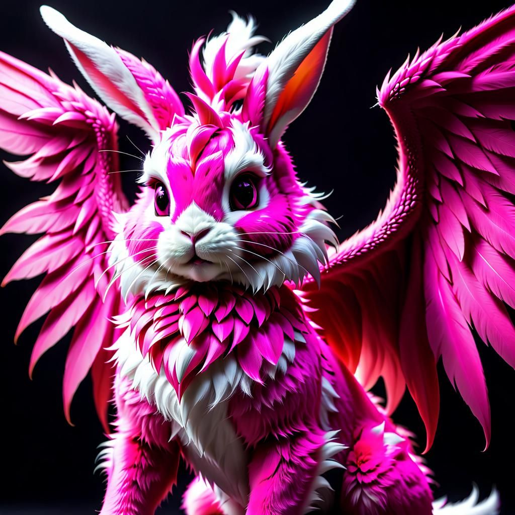 Pink bunny-dragon - AI Generated Artwork - NightCafe Creator