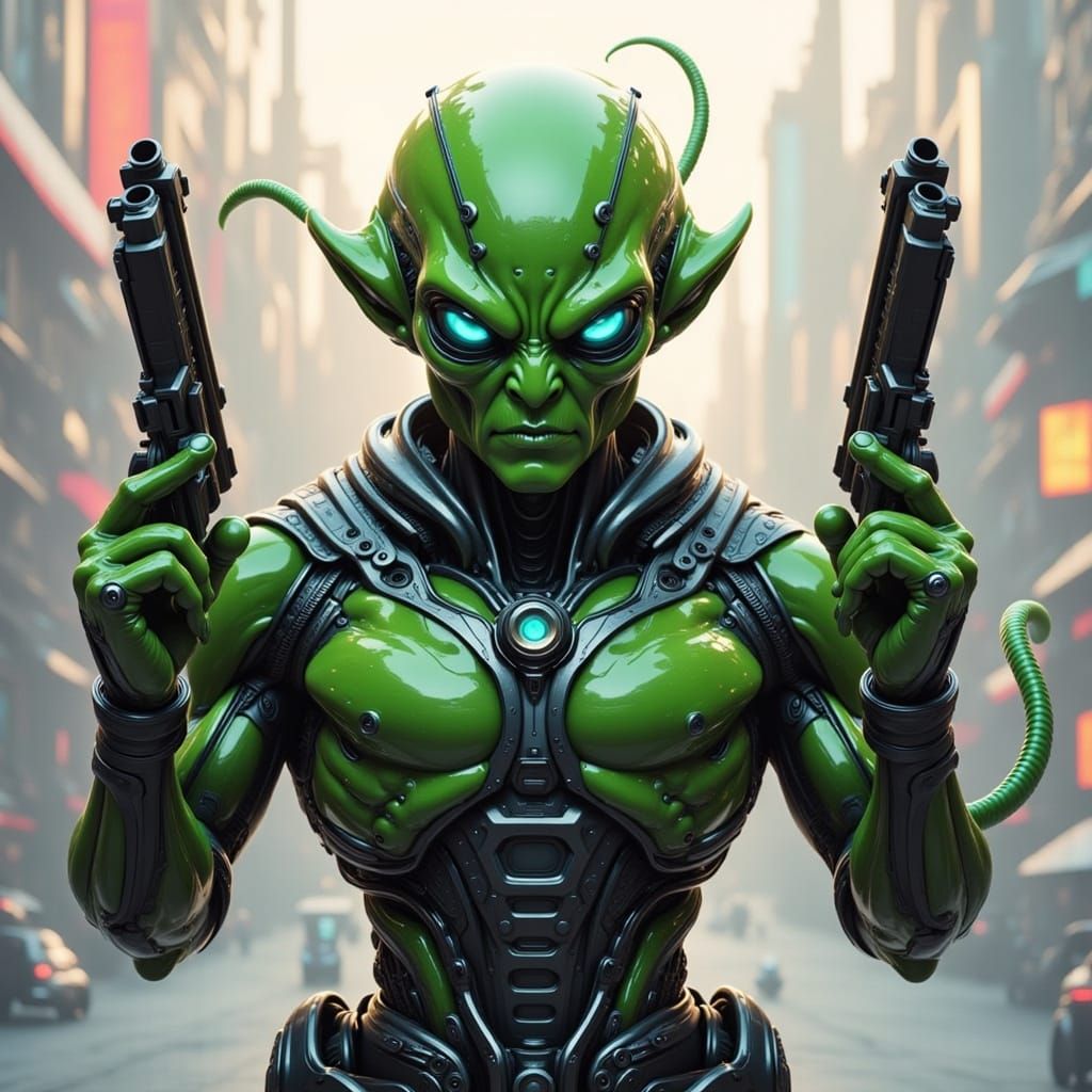 Four-Armed Alien Warrior in Hi-Tech Armor - AI Art