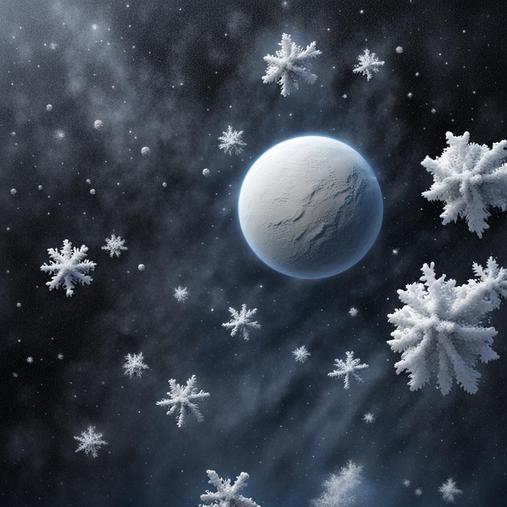 Snowfall in space - AI Generated Artwork - NightCafe Creator