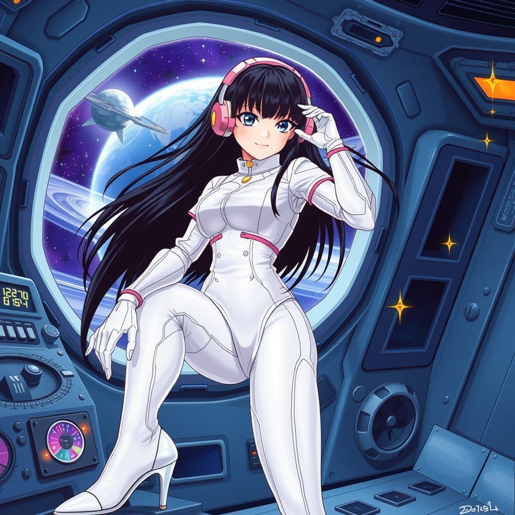 Cyberpunk Cyborg Fashionista in Retro 80s Futurist... - AI Art