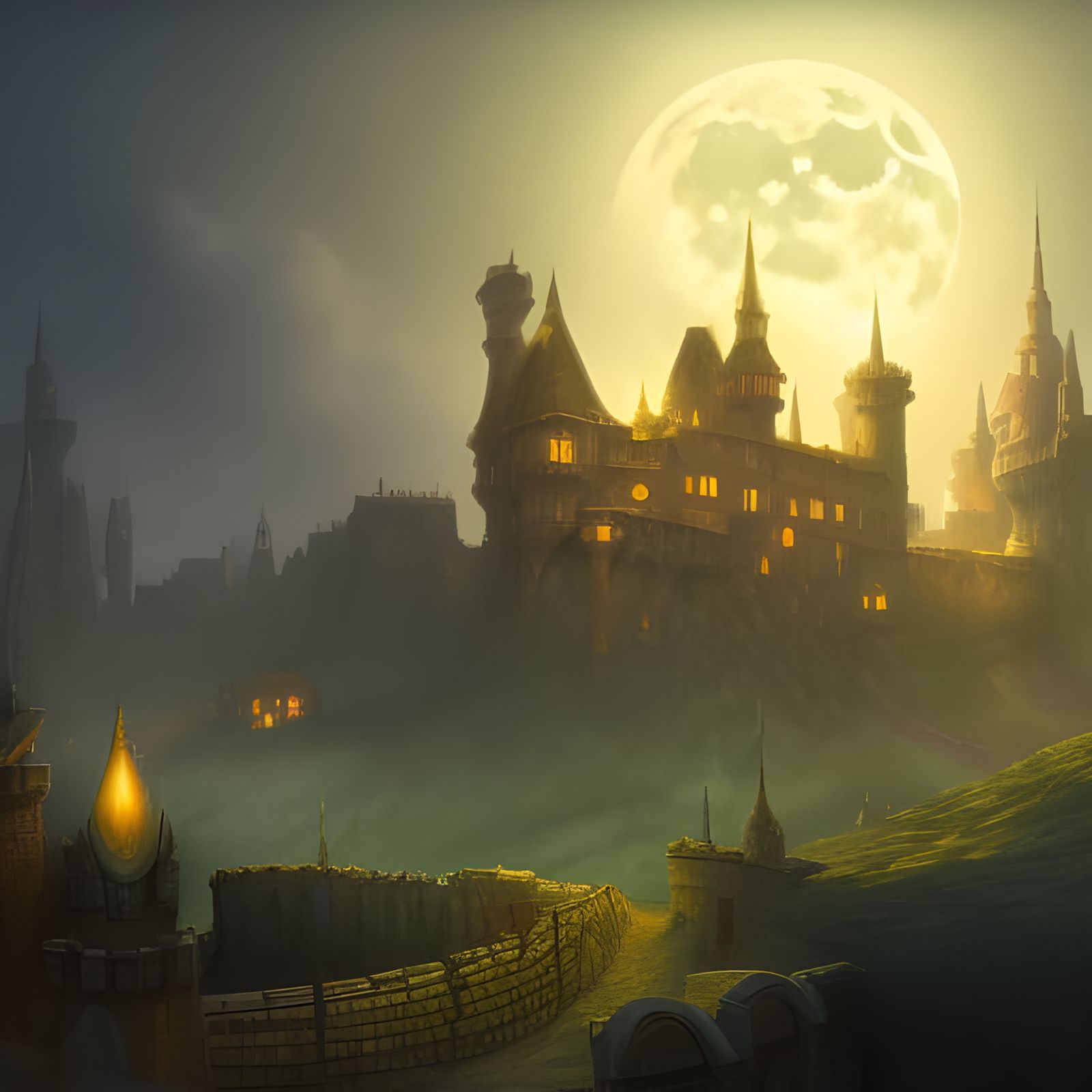 Moonlight Castle - AI Generated Artwork - NightCafe Creator