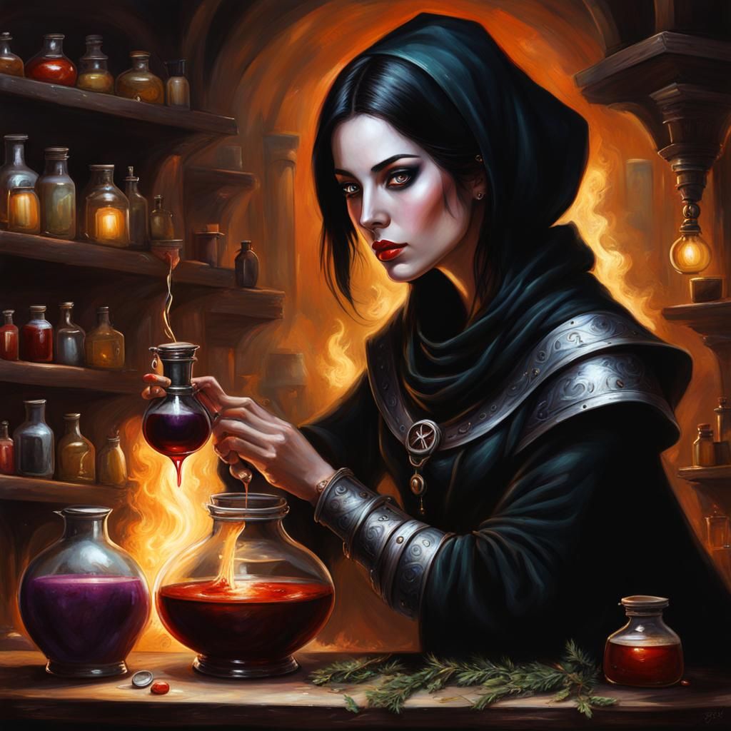 medieval female alchemist - AI Generated Artwork - NightCafe Creator
