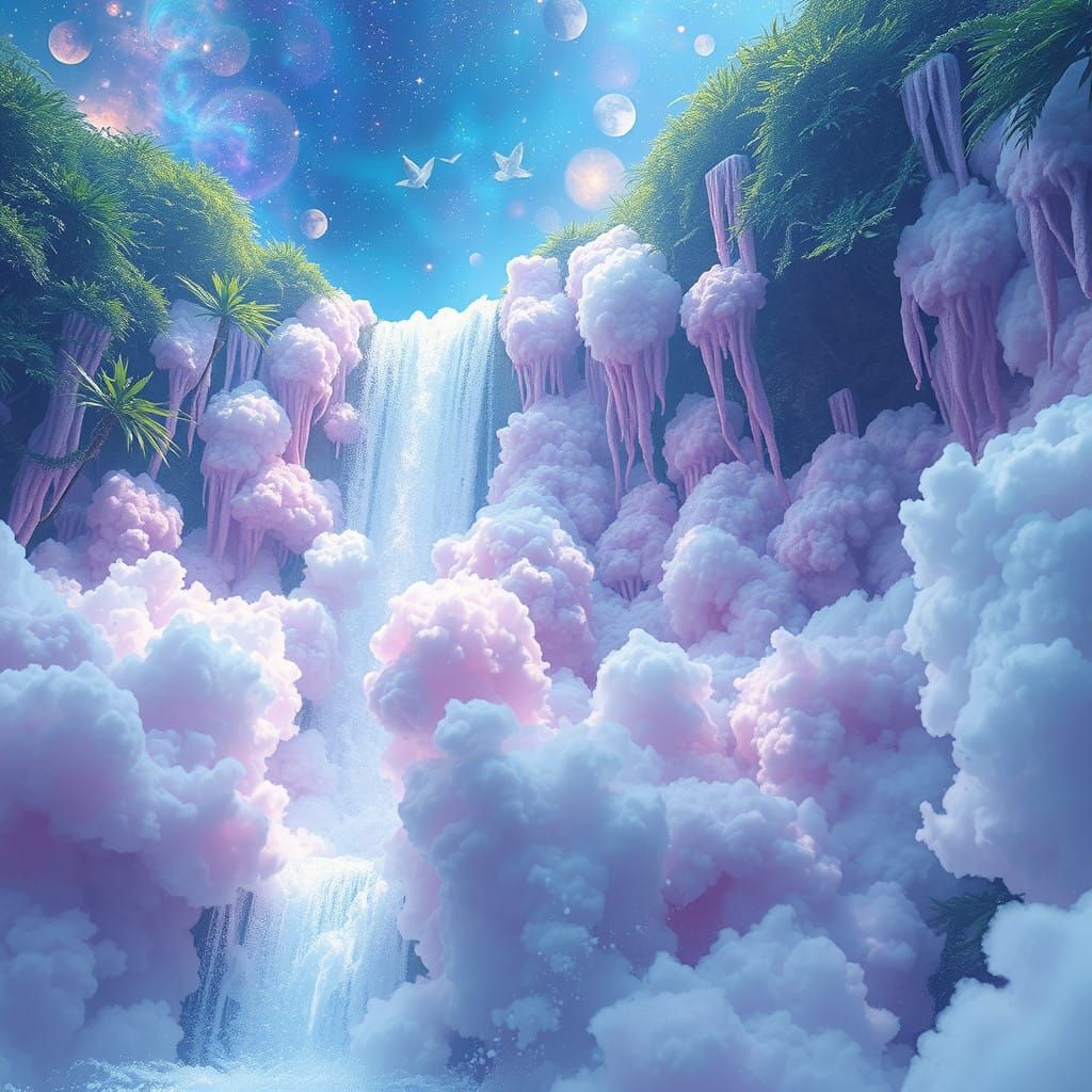 cotton candy waterfall - Cosmic Cotton Candy Waterfall in V...