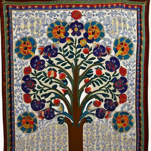 Uzbek Tree of Life, Embroidered Suzani - AI Generated Artwork ...