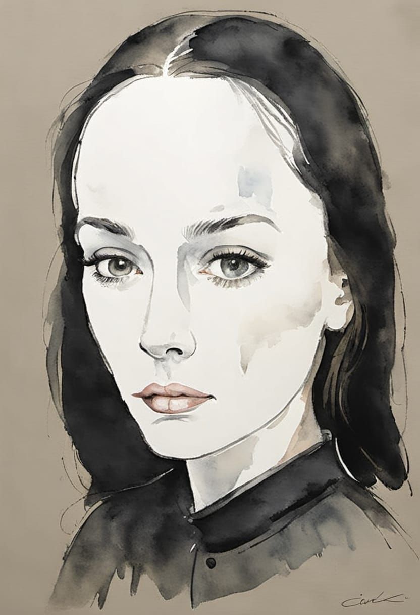 Muted Woman in Early Cubist Style Watercolor - AI Art