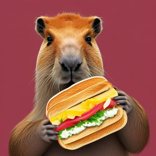 Capybara With Sandwich - AI Generated Artwork - NightCafe Creator