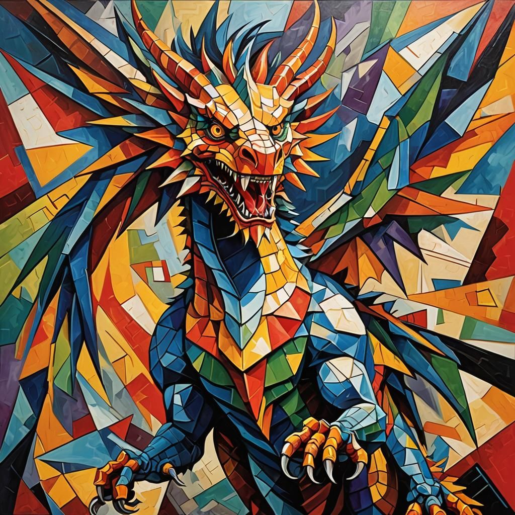 Cubism Dragon (2) - AI Generated Artwork - NightCafe Creator