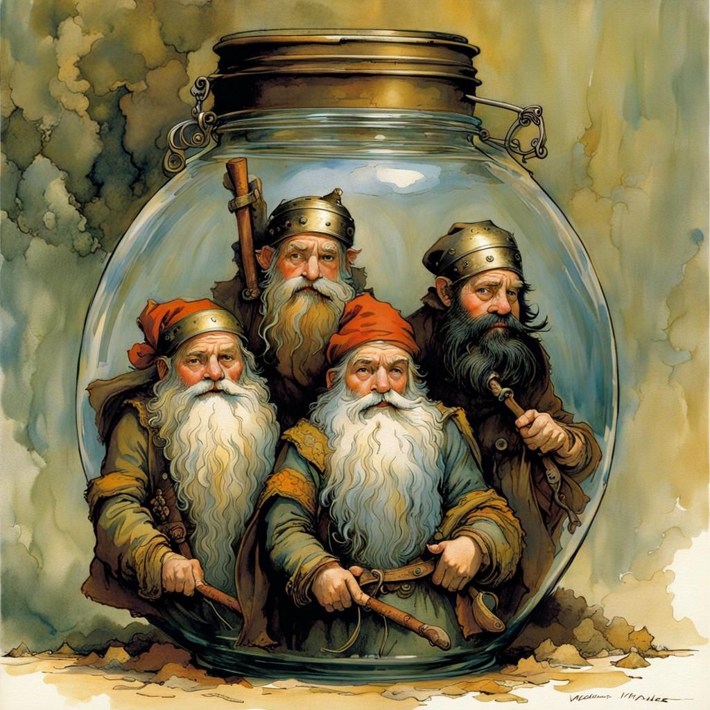 Dwarves in a jar - AI Generated Artwork - NightCafe Creator