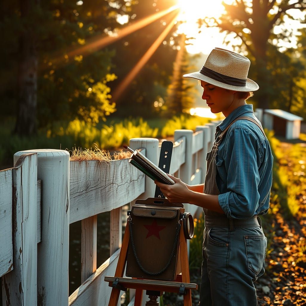 Huck Finn Captivated by Rural America's Serene Lan... - AI Art