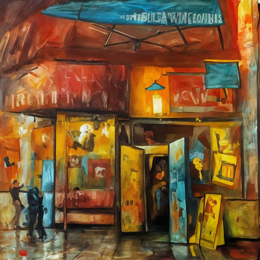 Neighborhood Storefronts in a Bore Local Setting - AI Art