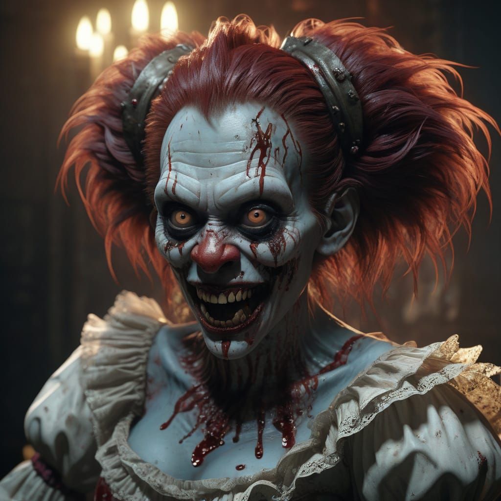 Gothic Horror Portrait of a Grinning Zombie Monkey... - AI Art