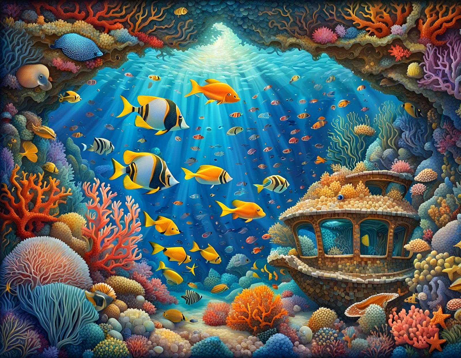 Mosaic Underwater Scene - AI Generated Artwork - NightCafe Creator