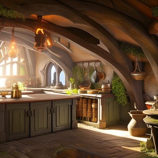 Deluxe Hobbit House Kitchen - AI Generated Artwork - NightCafe Creator