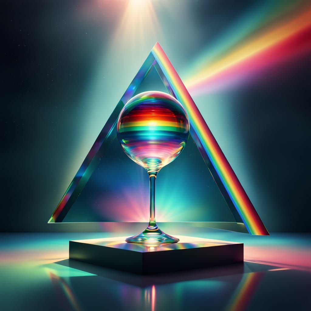 Beams of light splitting into colors. Glass objects casting rainbow ...