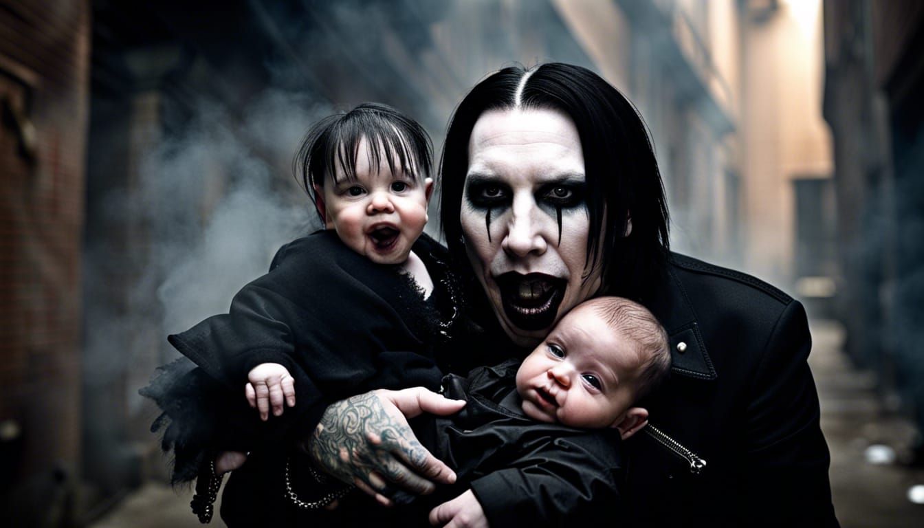 Marilyn Manson, holding Goth babies - AI Generated Artwork - NightCafe ...