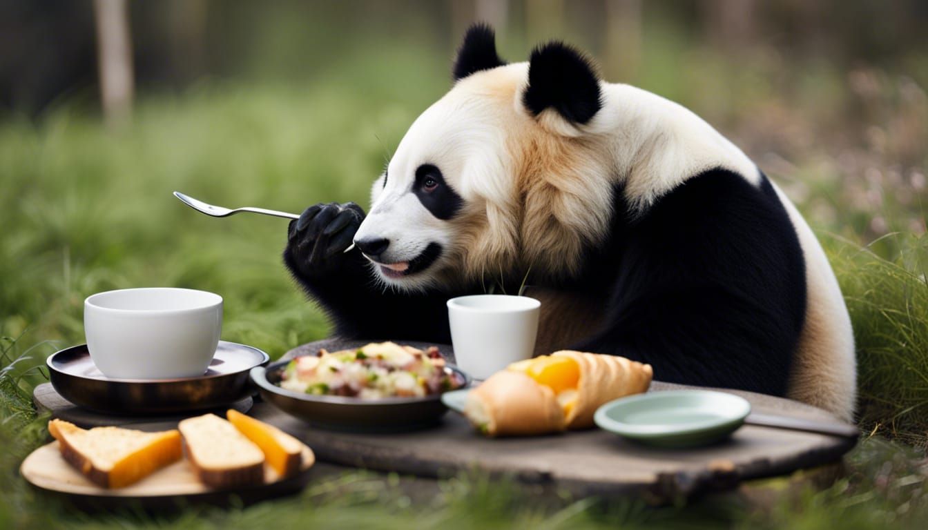 Panda Bear have a Breakfast - AI Generated Artwork - NightCafe Creator
