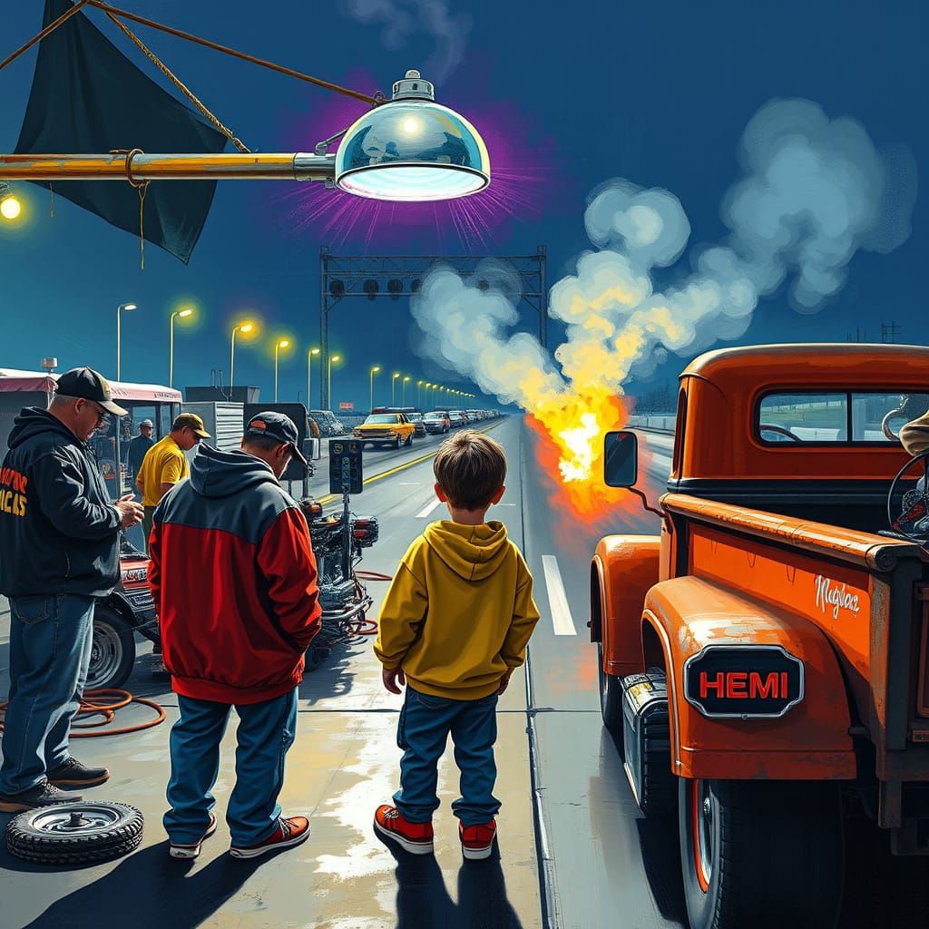 A Mechanic’s World - Racing Pit Crew in Vibrant Graffiti Sty...