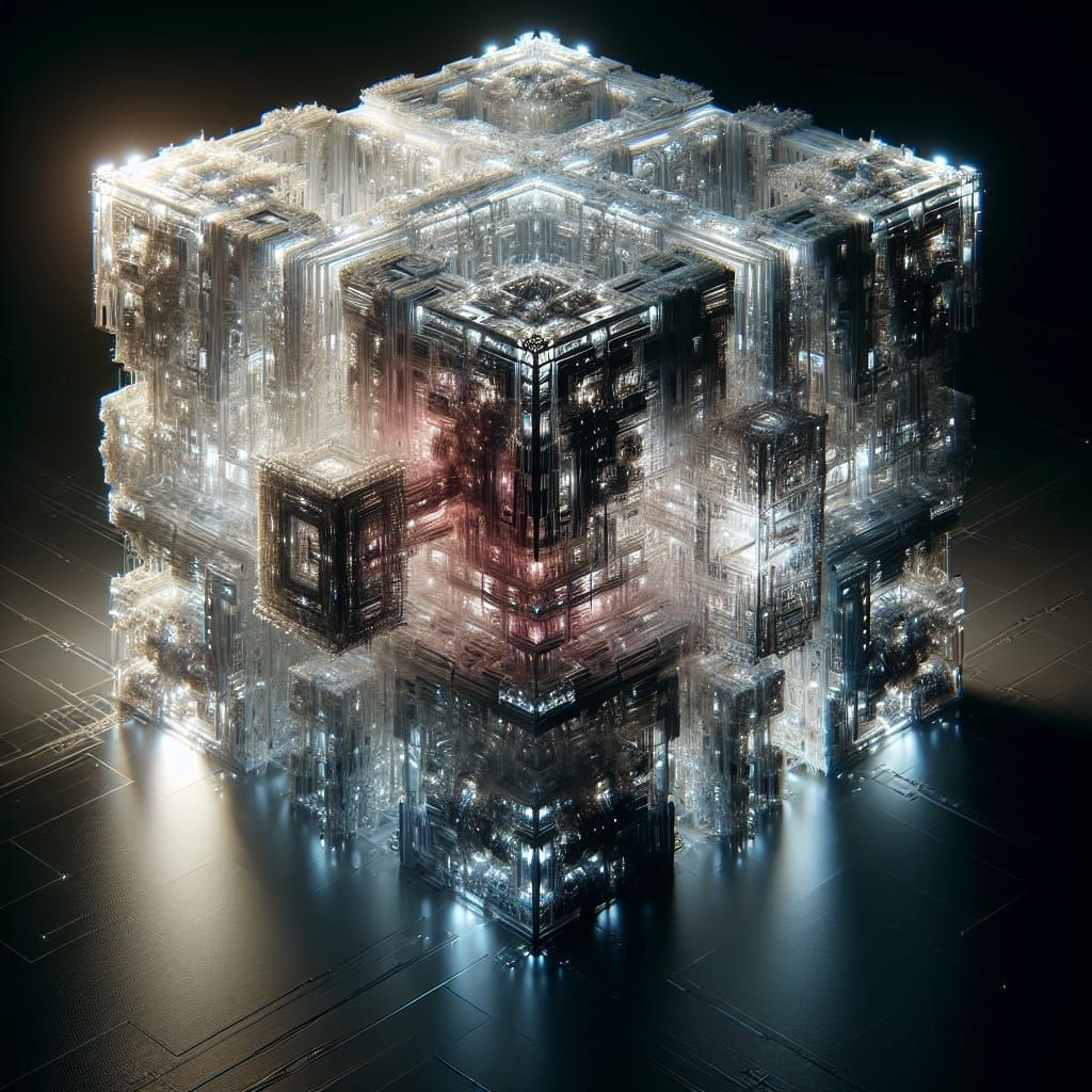 illuminated, translucent, borg cube::5 intricate, ultra detailed ...