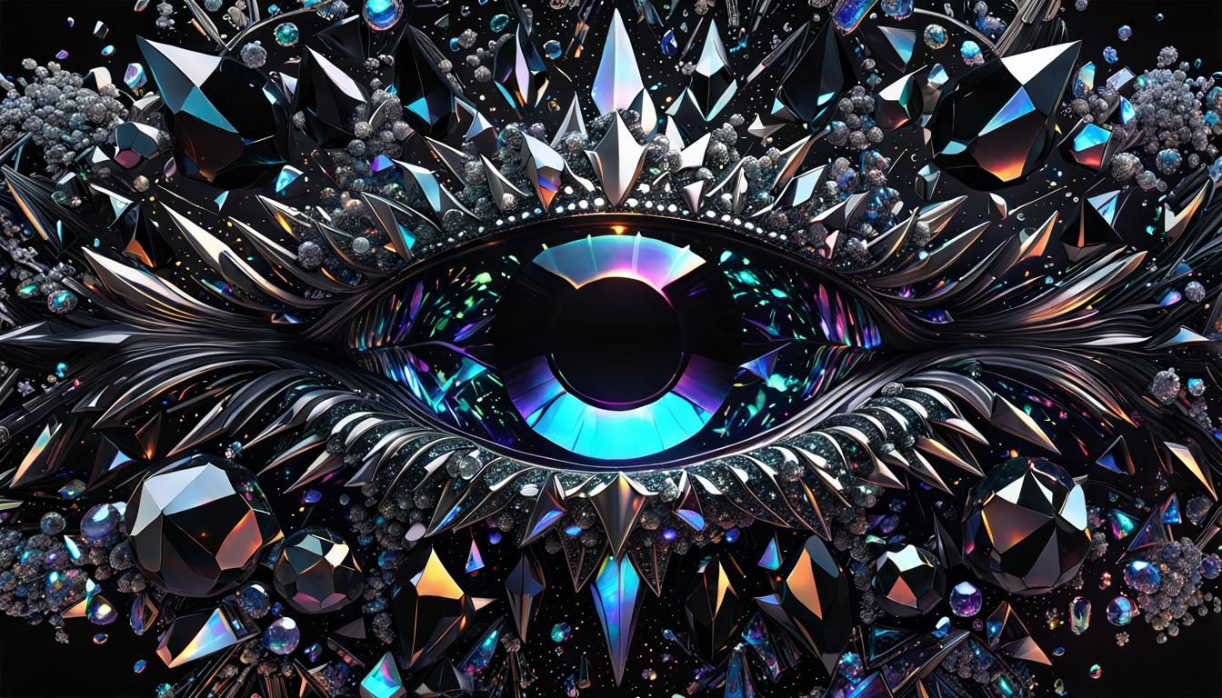 sparkling shattered obsidian crystal eye - AI Generated Artwork ...