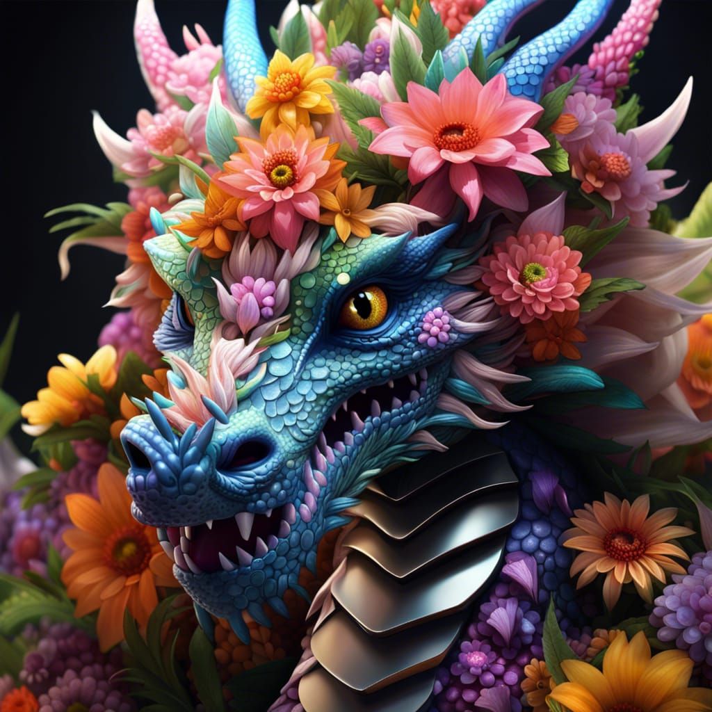 Flower Dragon - AI Generated Artwork - NightCafe Creator