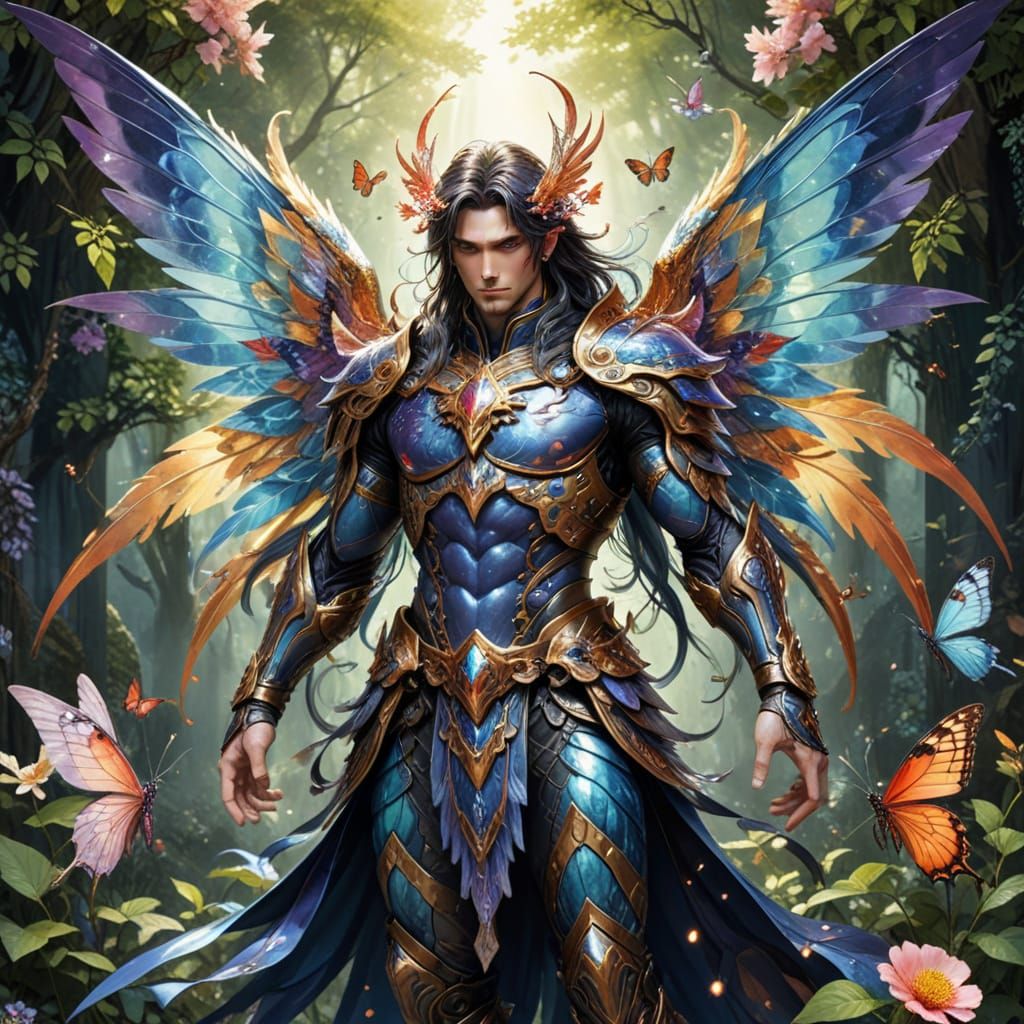 Winged Fairy Hybrid in Watercolor Manga Style - AI Art