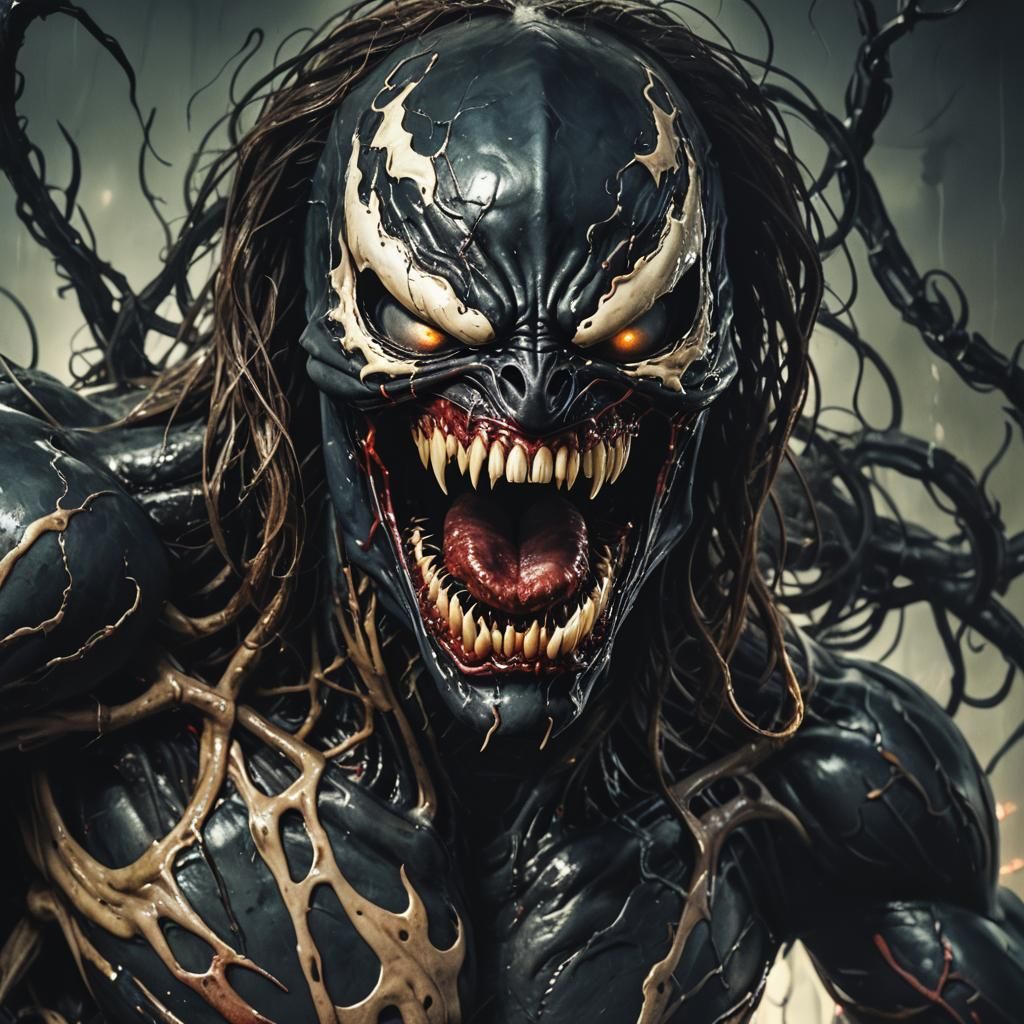 Snarling possessed Venom Symbiote beautiful stitched killer Dark and ...