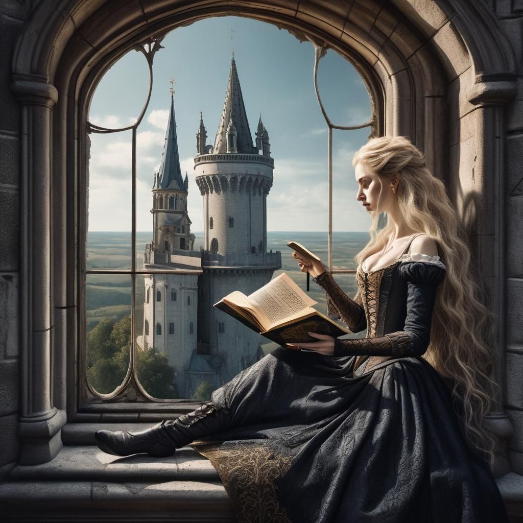 Rapunzel reading fairytales - AI Generated Artwork - NightCafe Creator
