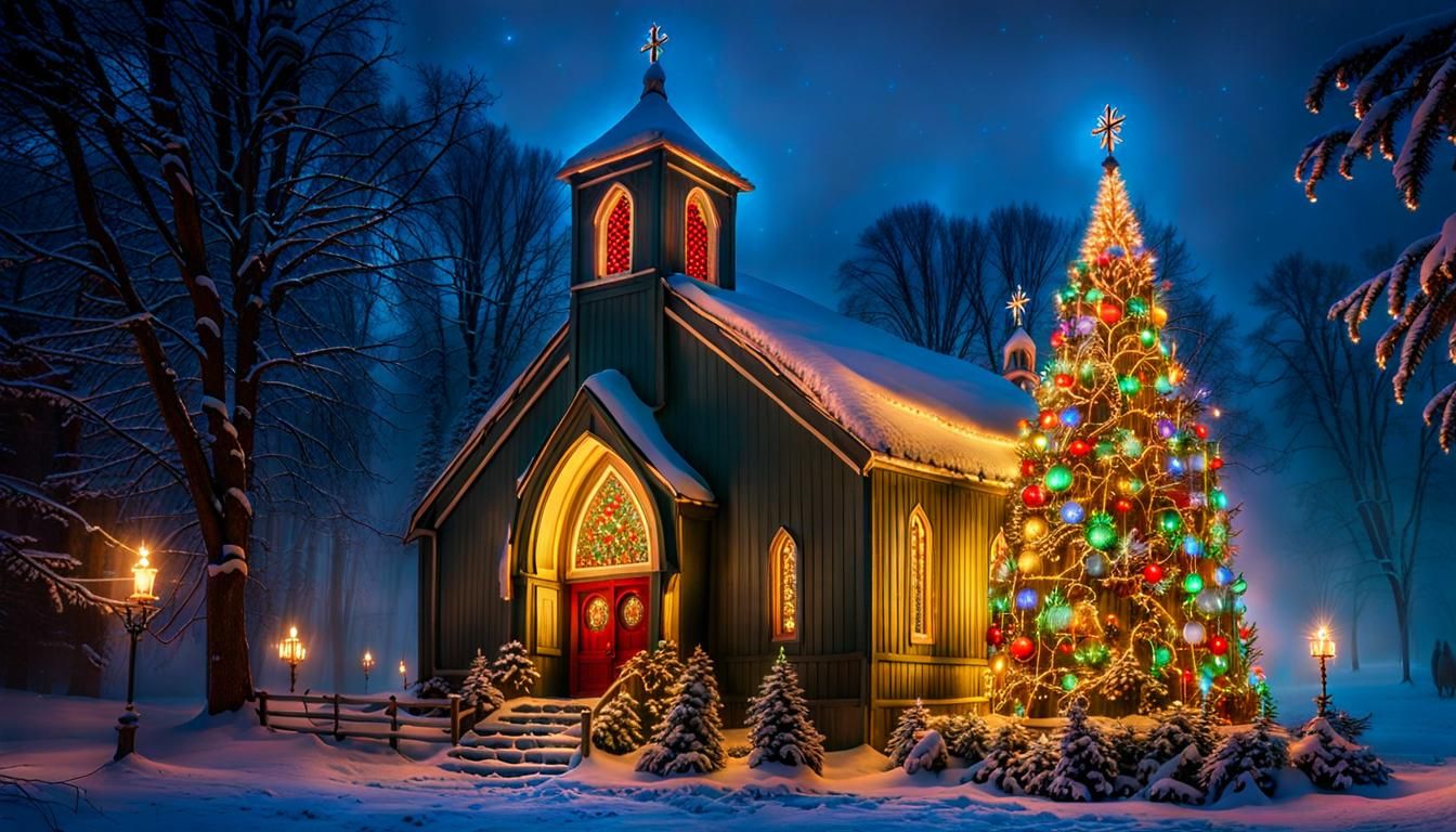 Country Church Christmas 03 - AI Generated Artwork - NightCafe Creator
