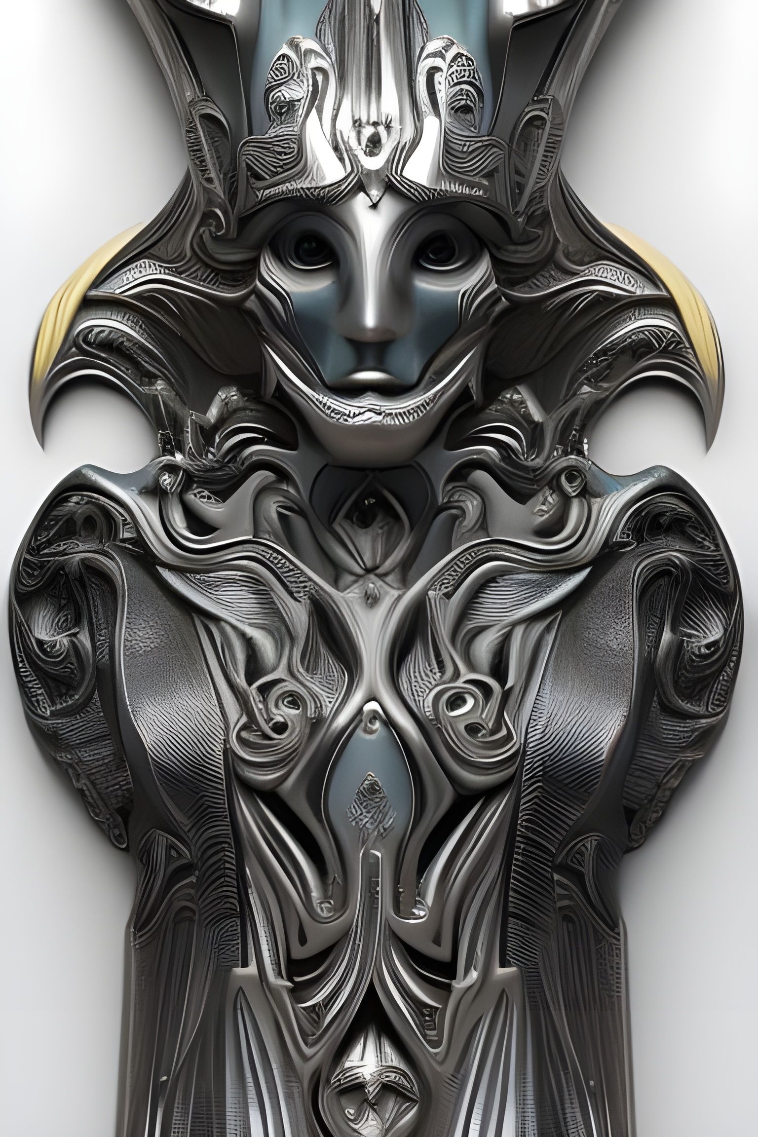 Woman silver bismuth Cinematic 4D IMAX Horde3D 3ds Max beautiful H.R. Giger Gustave Doré Wadim ...