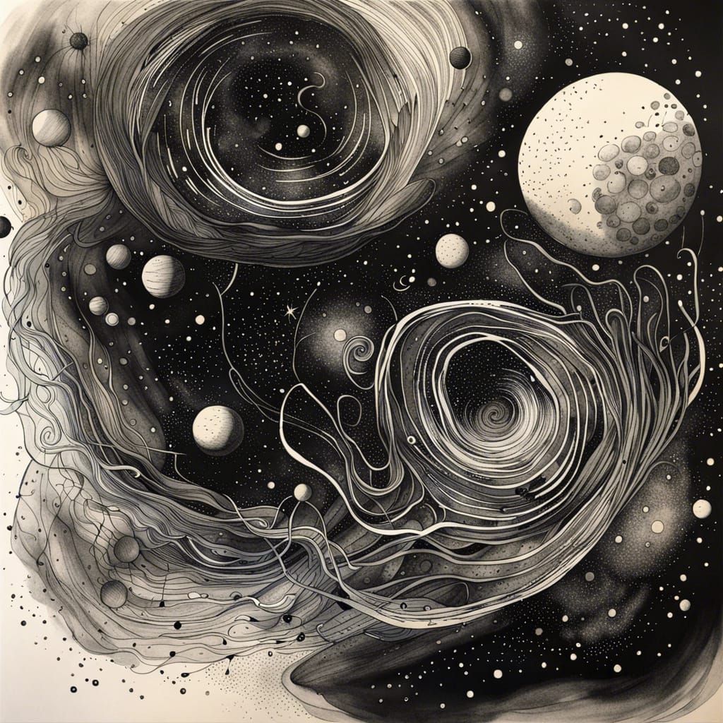 stunning black ink drawing of the universe ink drawing beautiful cosmic ...