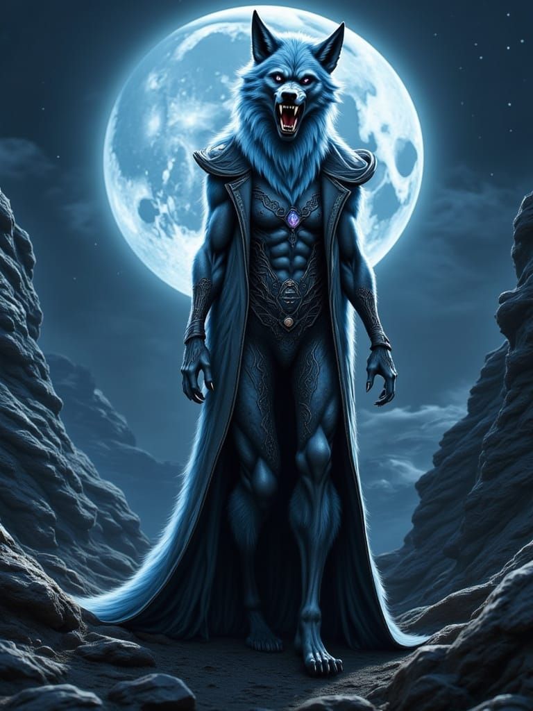 Surreal Alien Werewolf Goddess in Cyberpunk Style - AI Art