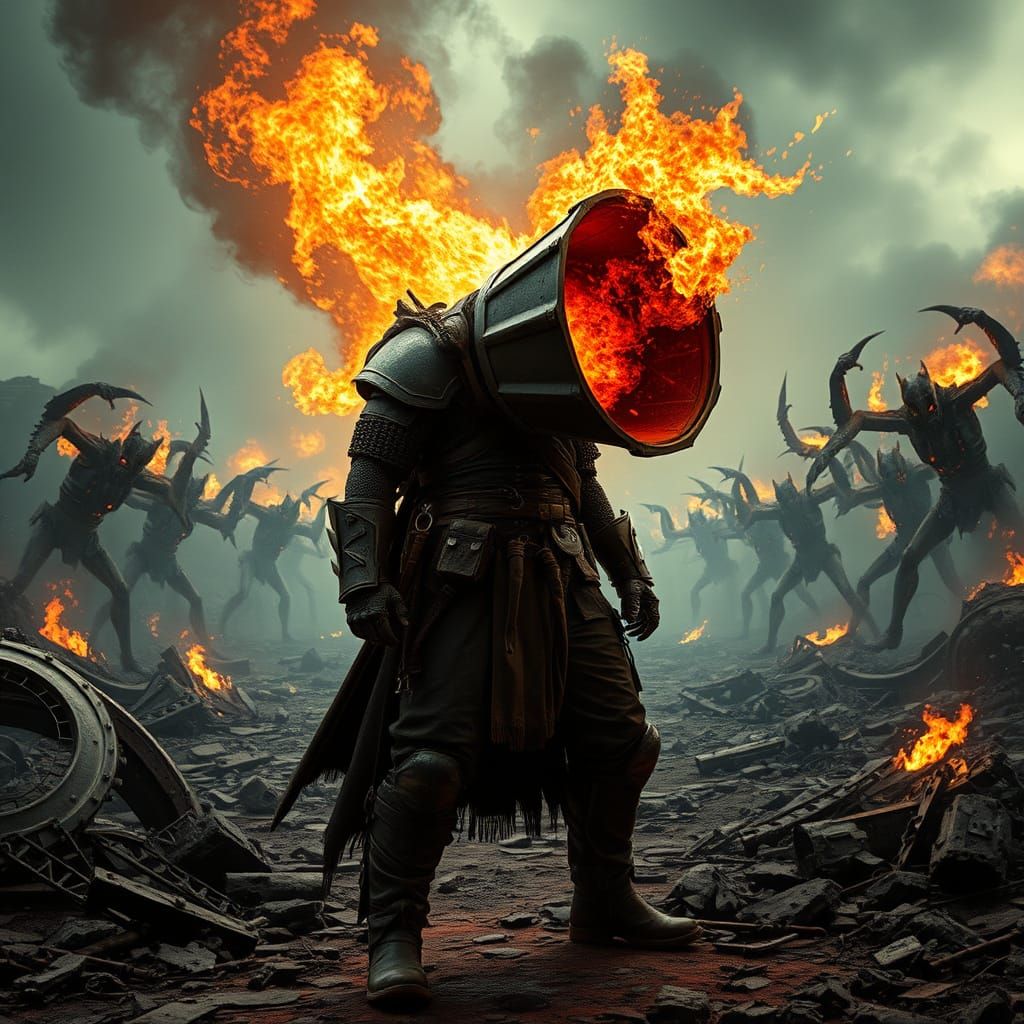 A man using heavy metal music as a weapon against demons in a war