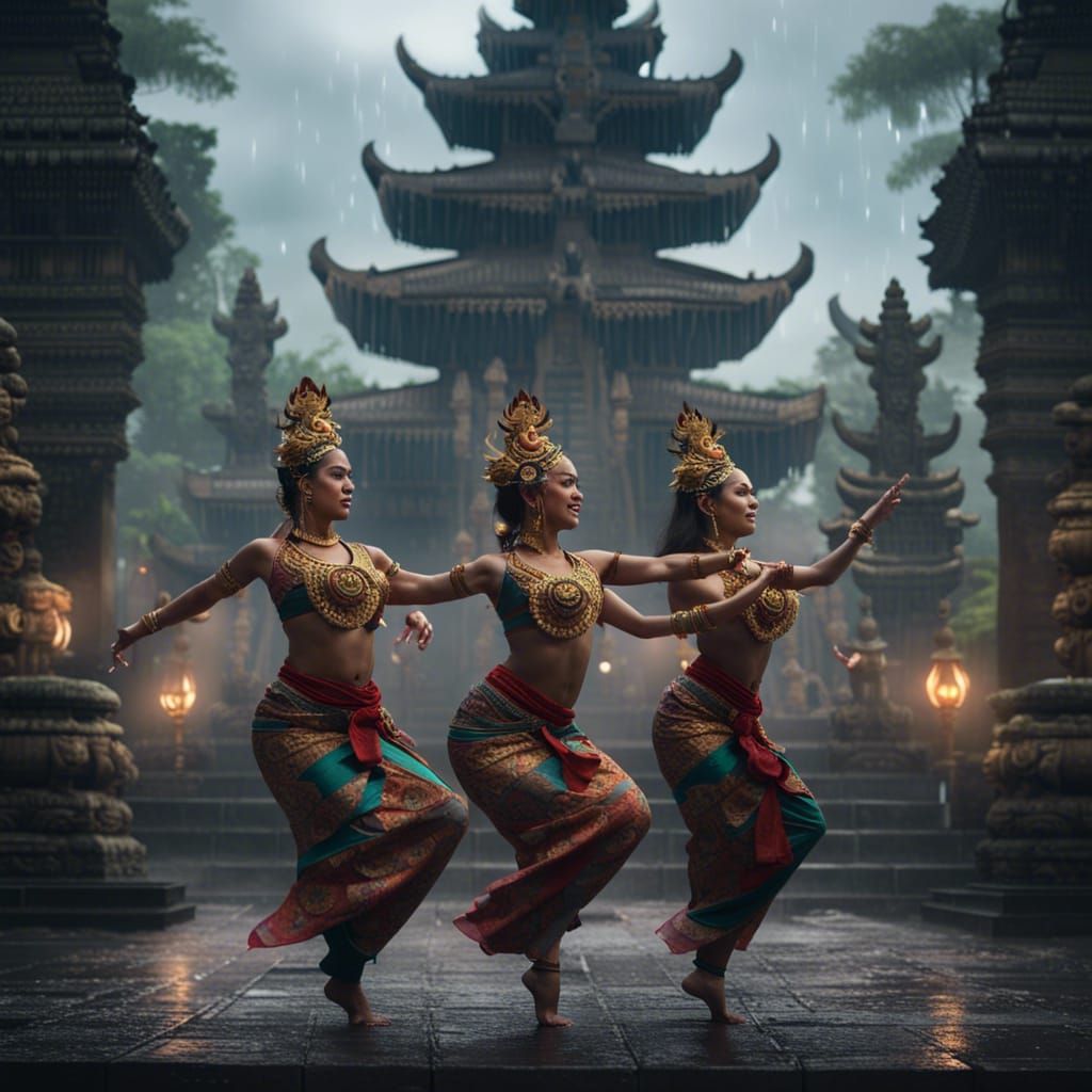 Three Bali dancer - AI Generated Artwork - NightCafe Creator