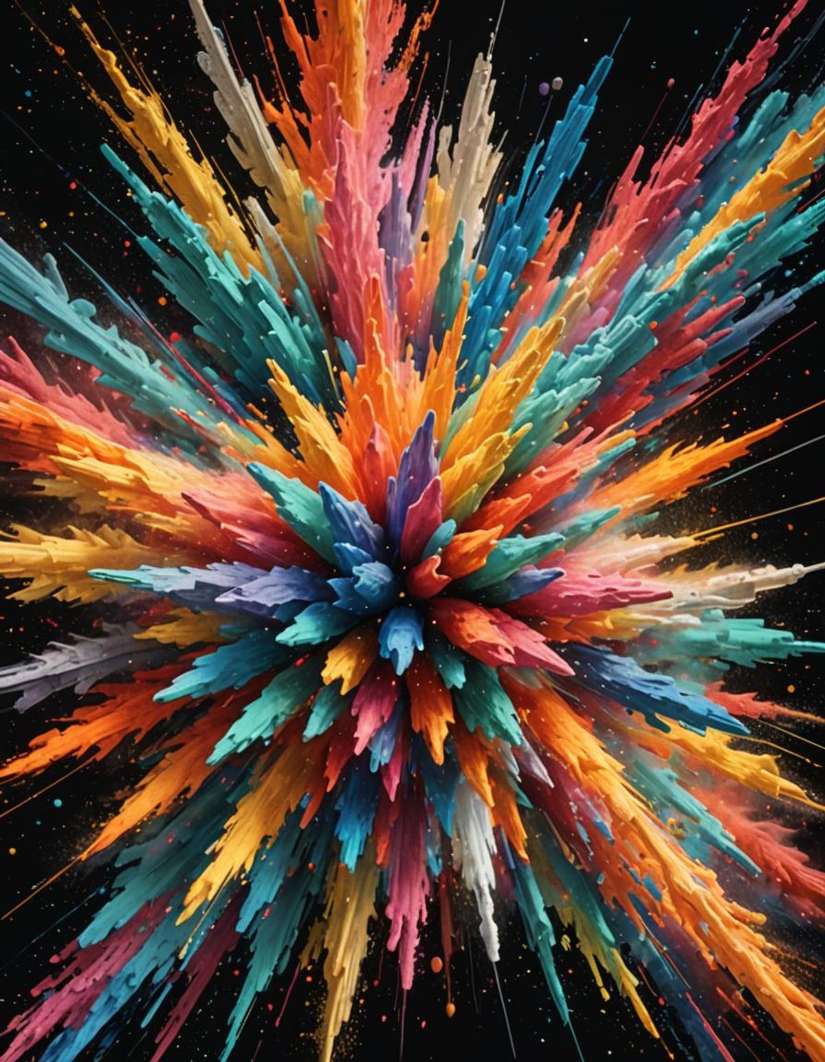 a fractal chalk drawing that is exploding out towards the screen, vivid ...