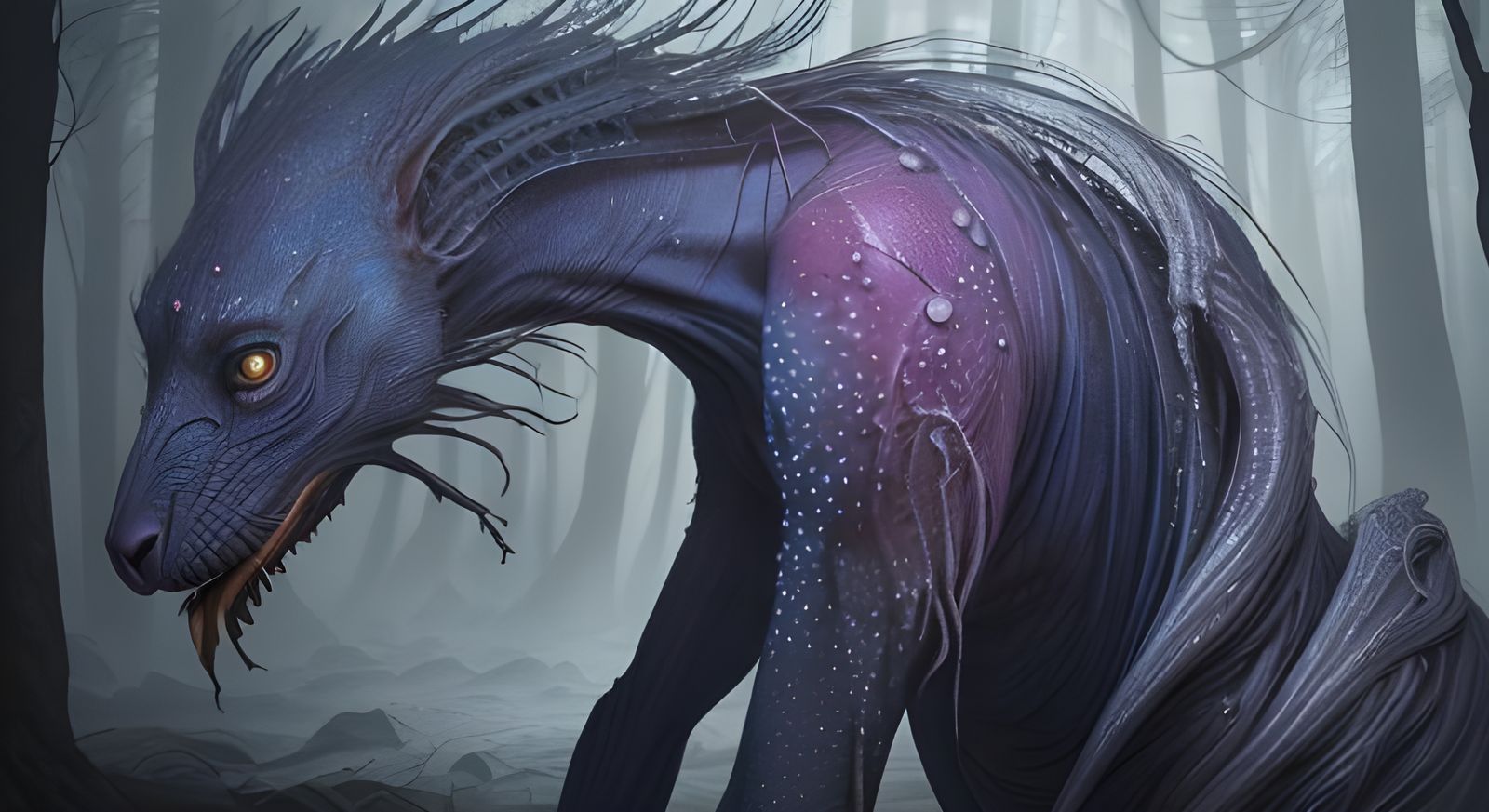 A surreal and unsettling creature with elongated limbs and distorted ...