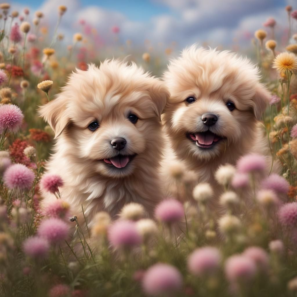 Fluffy Puppies - AI Generated Artwork - NightCafe Creator