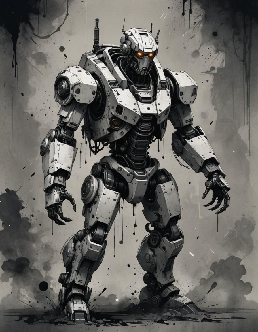 Sturdy Gray/White Robot /v3 - AI Generated Artwork - NightCafe Creator