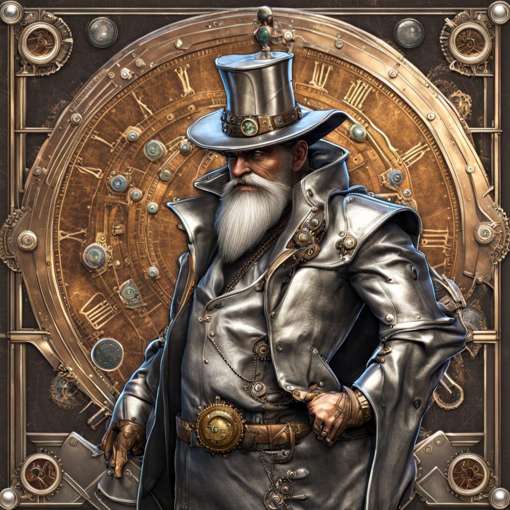 Steampunk chrome wizard - Steampunk Chrome Wizard Portrait