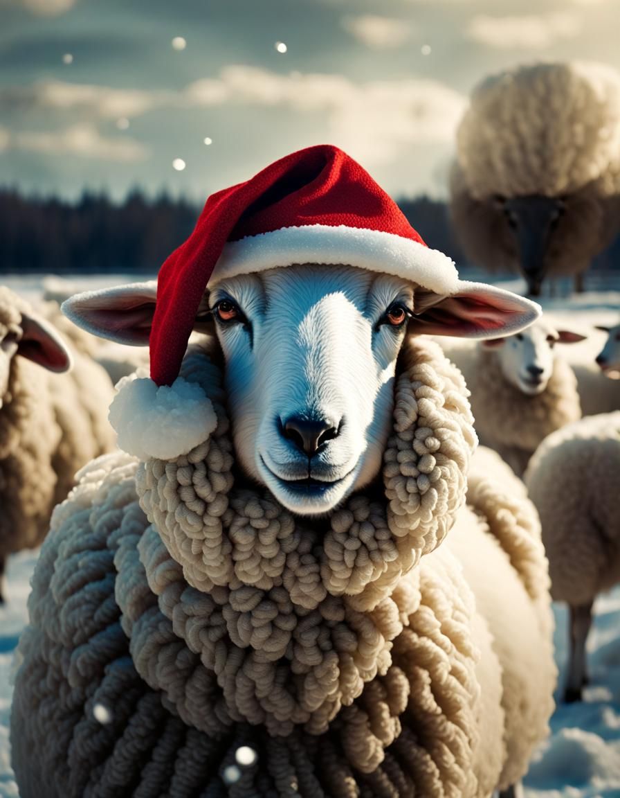 Santa sheep - AI Generated Artwork - NightCafe Creator