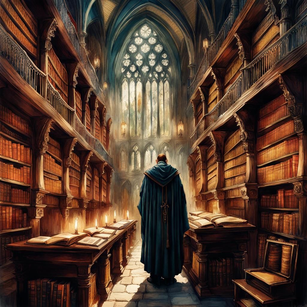 Medieval Library - AI Generated Artwork - NightCafe Creator