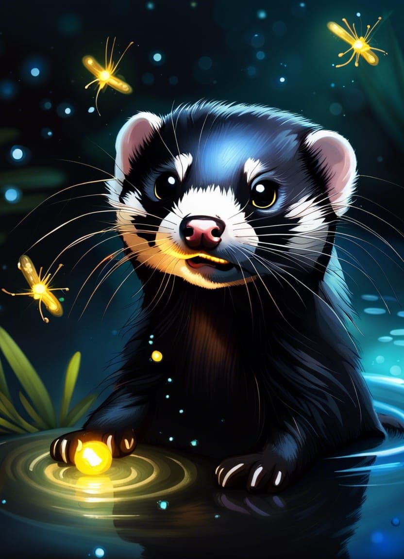 The baby black ferret. - AI Generated Artwork - NightCafe Creator