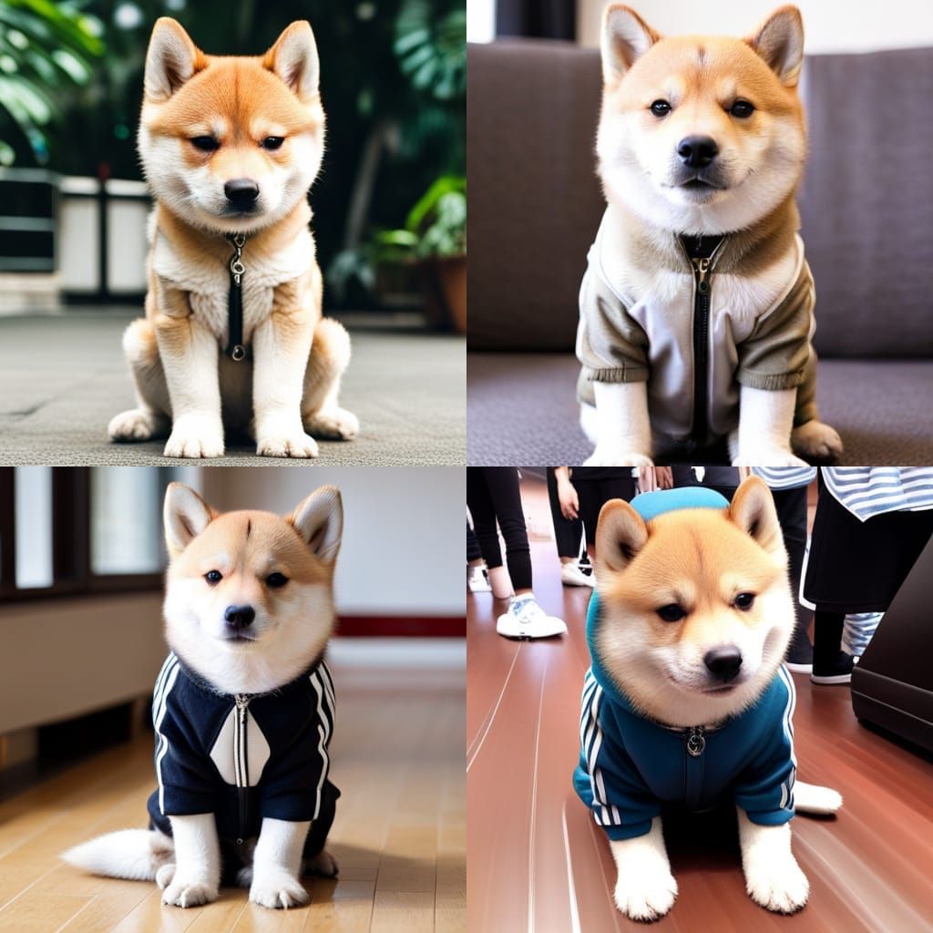 Cute Shiba Inu puppy In tracksuit - AI Generated Artwork - NightCafe ...