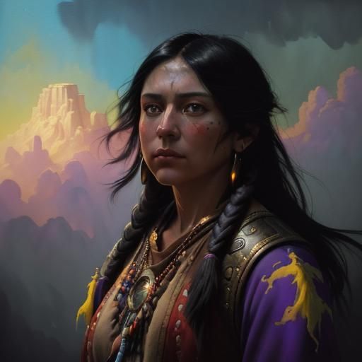 Native American, hunting, spirit background, Gouache Style, Watercolor ...