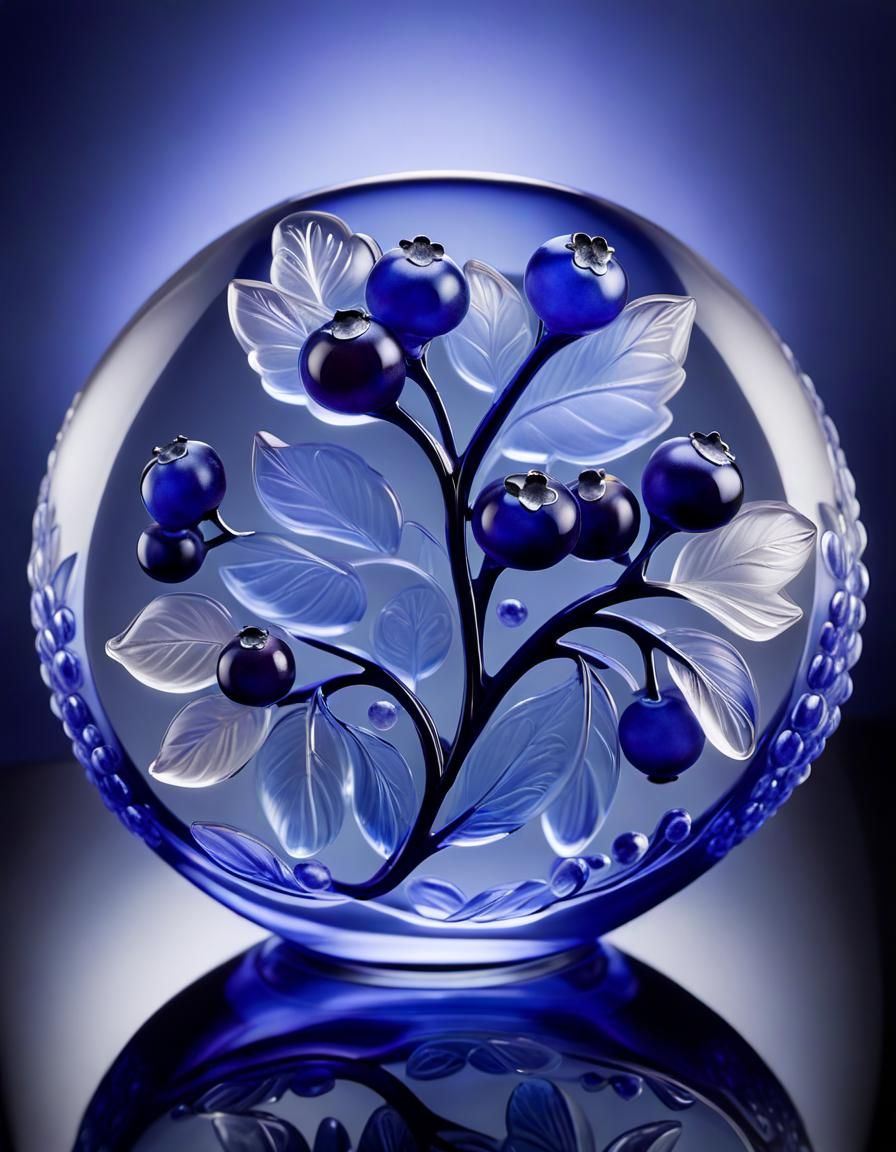 Etched Crystal Blueberries - AI Generated Artwork - NightCafe Creator