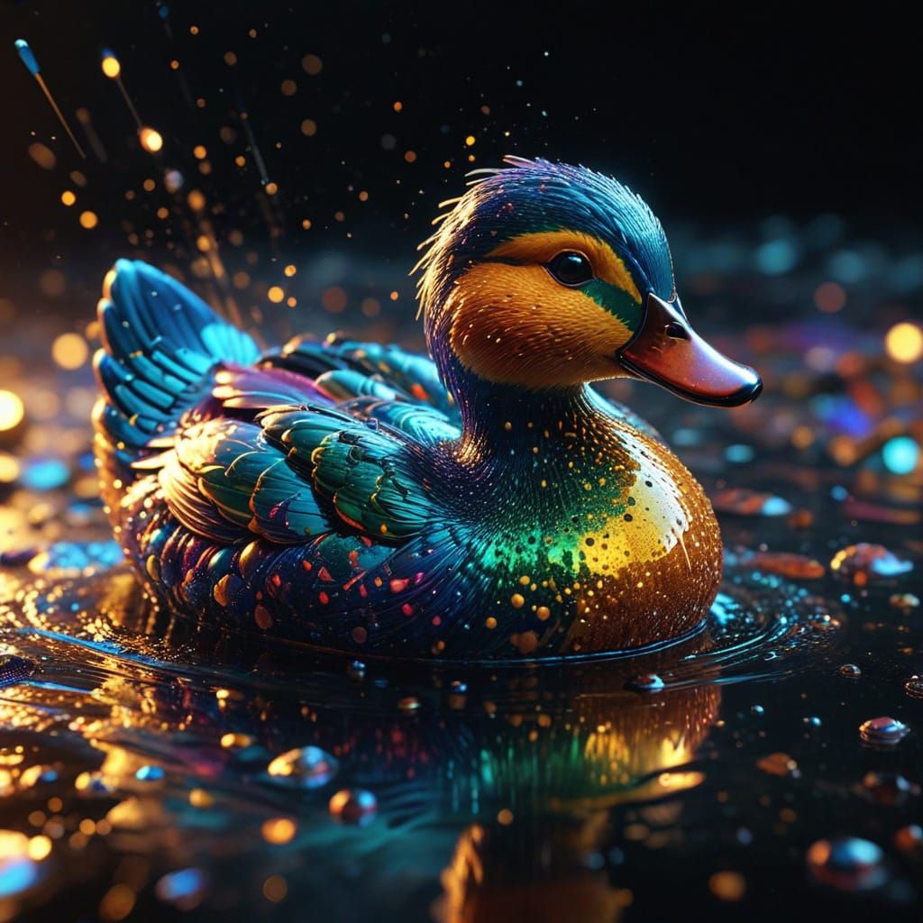 Rubber Duck - Vibrant Iridescent Rubber Duck in Gritty, High...