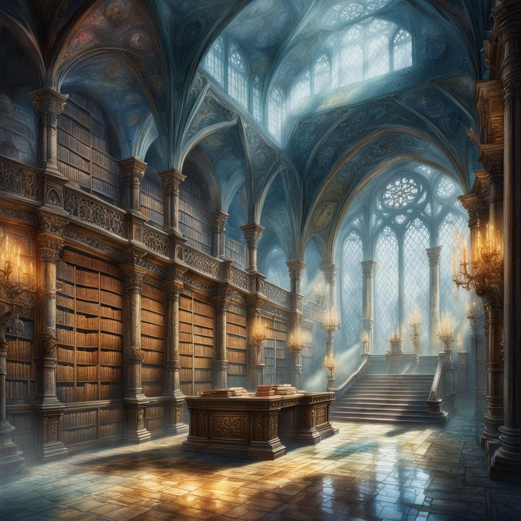 Ancient Library - AI Generated Artwork - NightCafe Creator